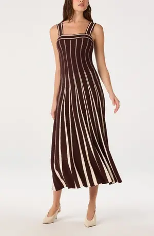 Astr The Label Marlen Striped Fit And Flare Midi Dress