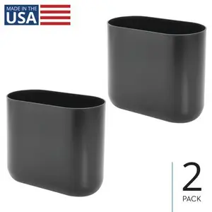 IDESIGN Slim Plastic Bathroom Trash Can 2-pack