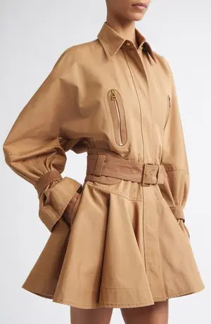 Zimmermann Valiant Long Sleeve Cotton Drill Minidress