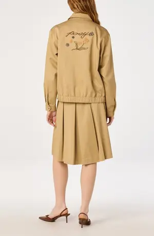 Astr The Label Alice Embroidered Cotton Blend Jacket