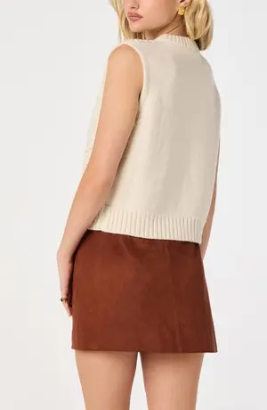 Astr The Label Edlyn Patchwork Cable Knit Sweater Vest