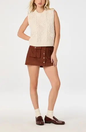 Astr The Label Edlyn Patchwork Cable Knit Sweater Vest