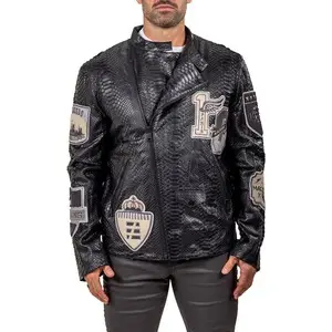 MACEOO Marthyr Python Embossed Faux Leather Jacket