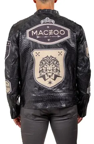 MACEOO Marthyr Python Embossed Faux Leather Jacket