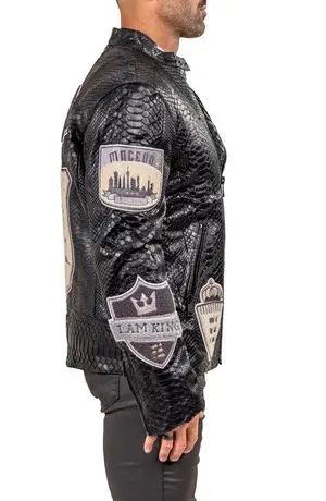 MACEOO Marthyr Python Embossed Faux Leather Jacket