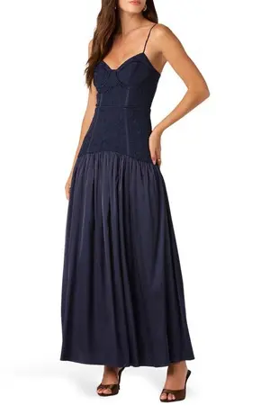 Astr The Label Kaylani Lace Bodice Maxi Dress - Navy