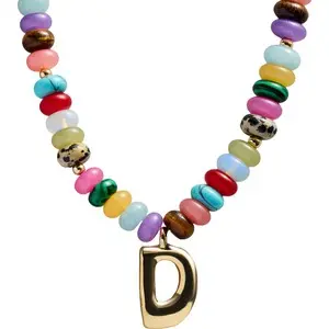 Baublebar Semi Precious Bubble Initial Pendant Necklace - Multi D