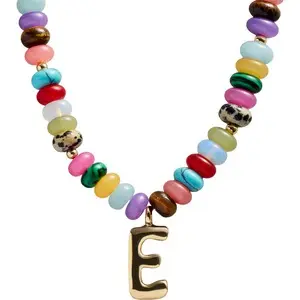 Baublebar Semi Precious Bubble Initial Pendant Necklace Multi E