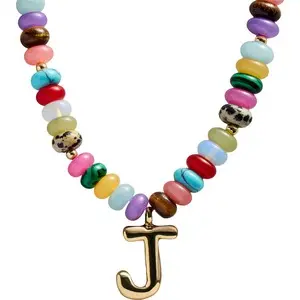 Baublebar Semi Precious Bubble Initial Pendant Necklace Multi J