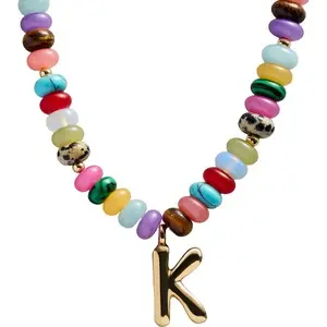 Baublebar Semi Precious Bubble Initial Pendant Necklace - Multi K