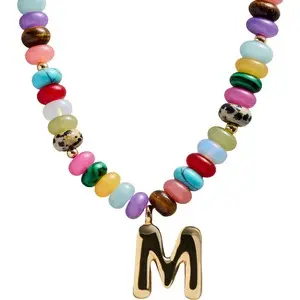 Baublebar Semi Precious Bubble Initial Pendant Necklace Multi M