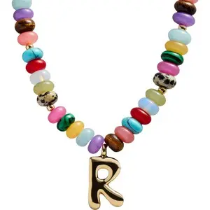 Baublebar Semi Precious Bubble Initial Pendant Necklace Multi R