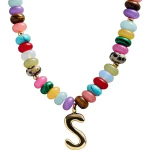 Baublebar Semi Precious Bubble Initial Pendant Necklace Multi S
