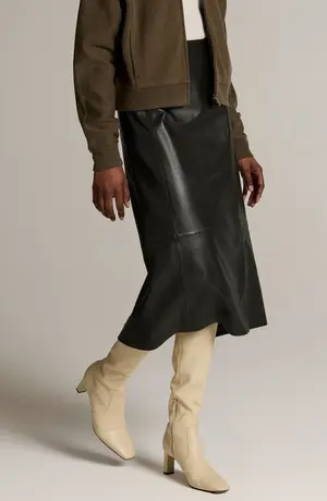Vince Leather Midi Skirt