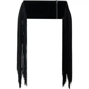 Akris Small Anouk Fringe Velvet Trapezoid Clutch