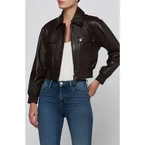 L'Agence Clotilde Leather Bomber Jacket