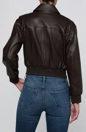 L'Agence Clotilde Leather Bomber Jacket
