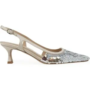 MADISON MAISON Sequence Snip Toe Slingback Heel Silver