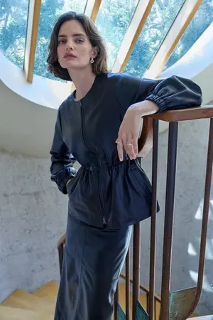 Nordstrom Cinched Waist Leather Jacket