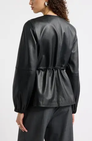 Nordstrom Cinched Waist Leather Jacket