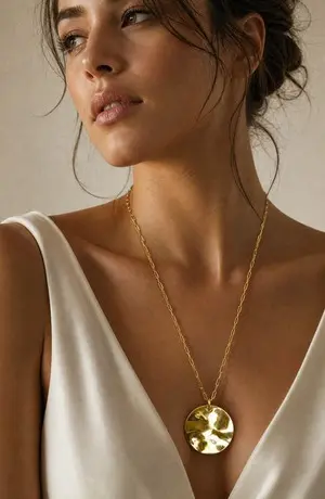 Argento Vivo Textured Disc Pendant Necklace