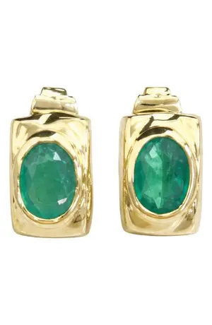 Argento Vivo Rectangular Stone Huggie Hoop Earrings