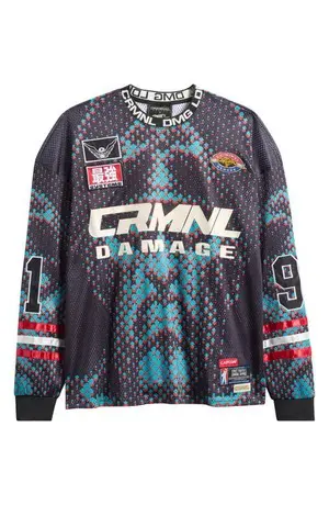CRIMINAL DAMAGE M Bison Mesh Football Jersey - Blue Multi