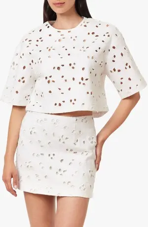 Habitual Embroidered Eyelet Crop Top