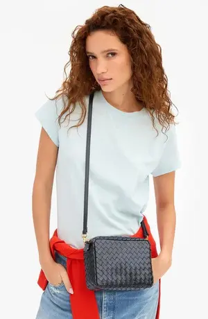 Clare V. Midi Sac Woven Leather Crossbody Bag