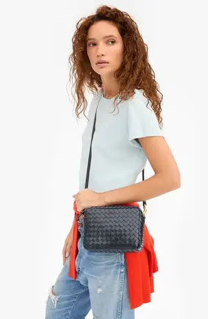 Clare V. Midi Sac Woven Leather Crossbody Bag
