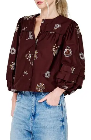 CIEBON Liliane Embroidered Cotton Poplin Shirt