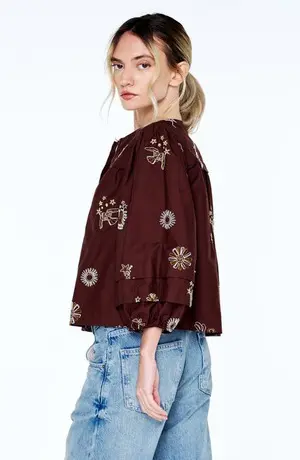 CIEBON Liliane Embroidered Cotton Poplin Shirt