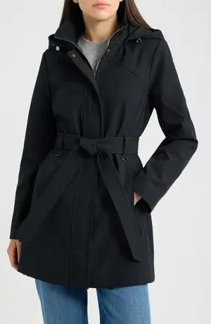 London Fog Belted Stadium Trench Coat Black