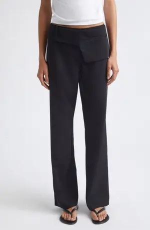 ST. AGNI Foldover Waist Wool Pants
