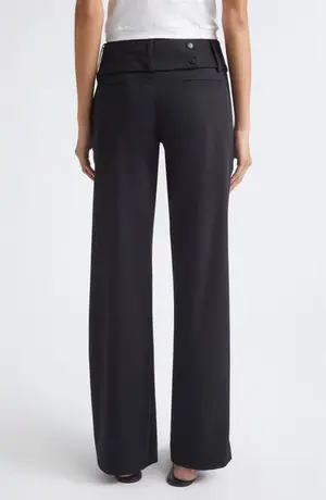 ST. AGNI Foldover Waist Wool Pants