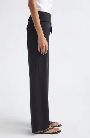 ST. AGNI Foldover Waist Wool Pants