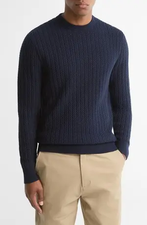 Barbour Herringbone Knit Crewneck Sweater - Navy