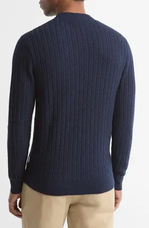 Barbour Herringbone Knit Crewneck Sweater - Navy