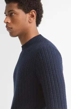 Barbour Herringbone Knit Crewneck Sweater - Navy