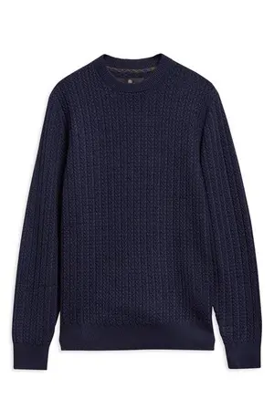 Barbour Herringbone Knit Crewneck Sweater - Navy