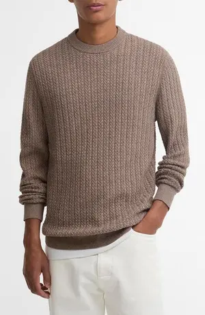 Barbour Herringbone Knit Crewneck Sweater Stone