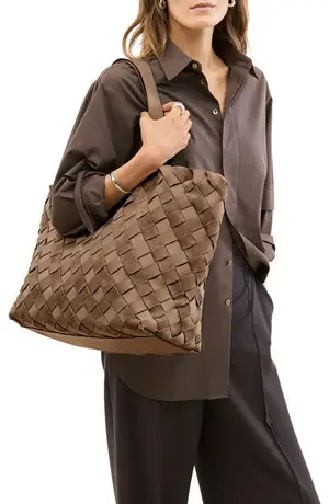 NAGHEDI Como Medium Striped Woven Tote