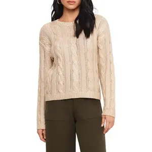 Fifteen Twenty Levie Metallic Cable Knit Sweater - Gold