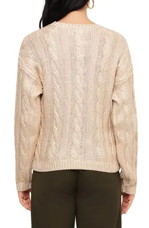 Fifteen Twenty Levie Metallic Cable Knit Sweater