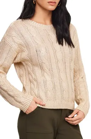 Fifteen Twenty Levie Metallic Cable Knit Sweater