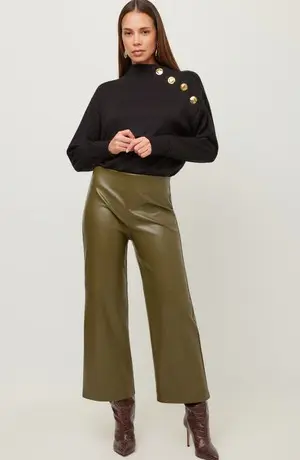 Fifteen Twenty Faux Leather Cropped Wide Leg Pants