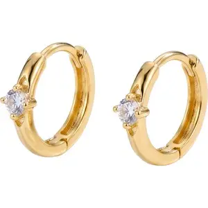 Argento Vivo Cubic Zirconia Solitaire Huggie Hoop Earrings - Gold