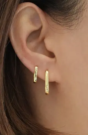 Argento Vivo Set Of 2 Oblong Huggie Hoop Earrings