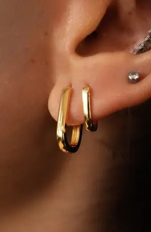 Argento Vivo Set Of 2 Oblong Huggie Hoop Earrings