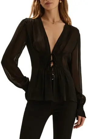 FAVORITE DAUGHTER One Last Time Smocked Tie Top